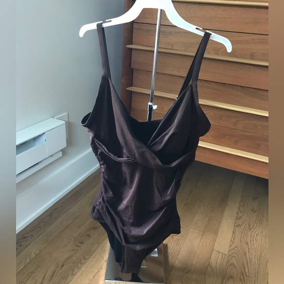 Miraclesuit | Swim | Dark Brown One Piece Swim Suit With Silver Tone ...